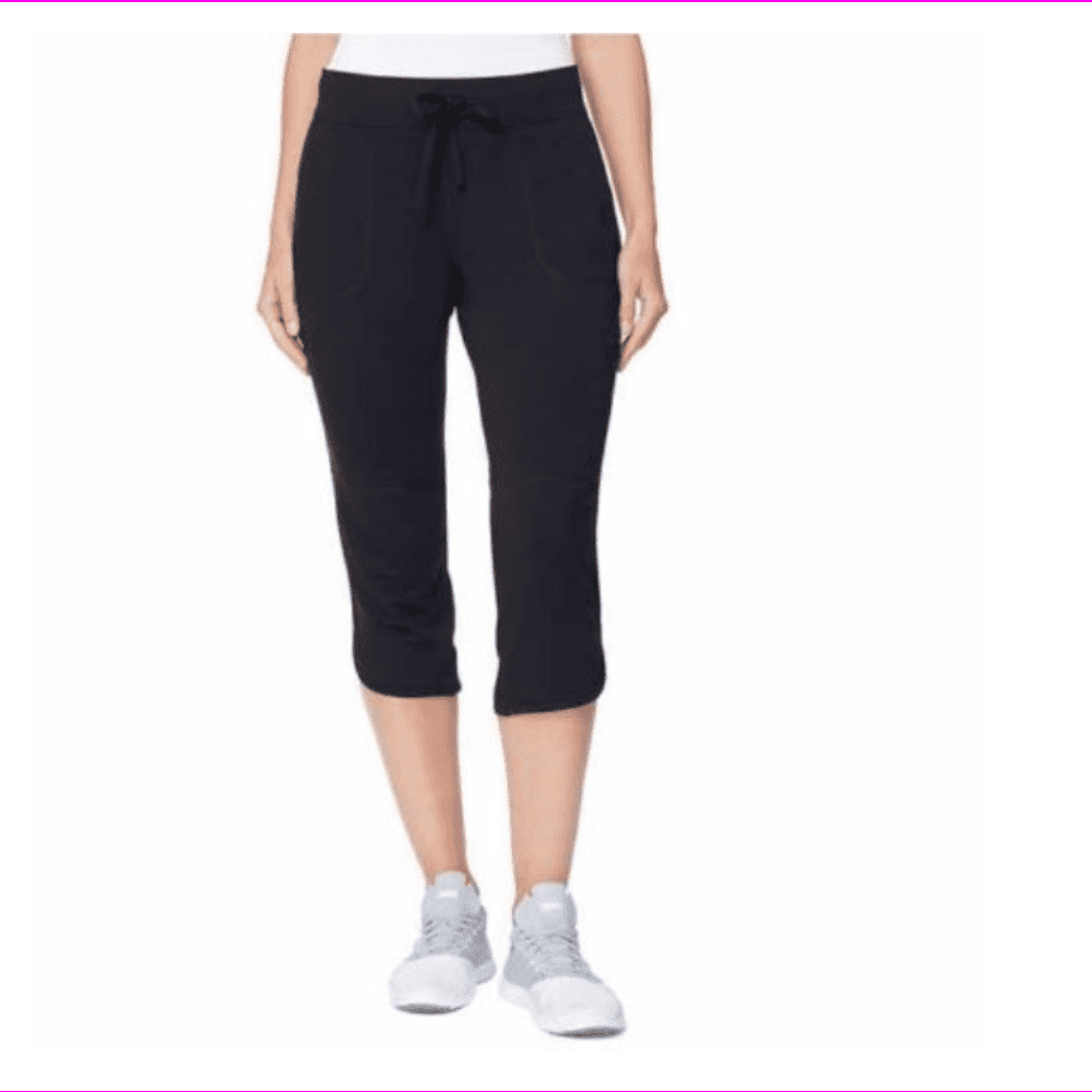 32 Degrees Ladies' Adjustable drawstring LightWeight Capri pant M/Black ...