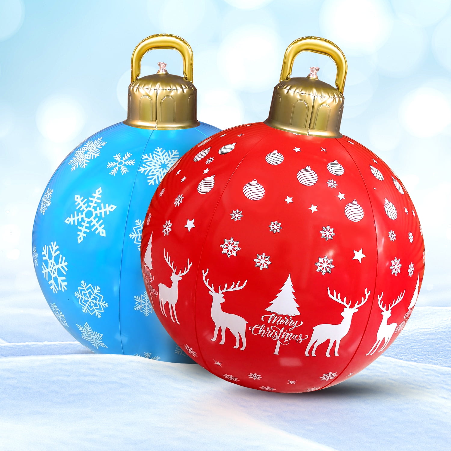 2 pcs Giant Christmas PVC Inflatable Decorated Ball, Outdoor Christmas ...