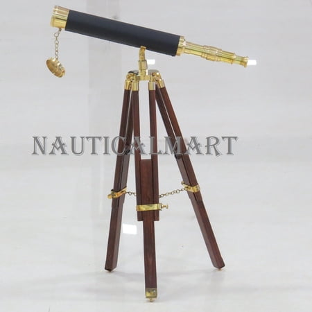 NauticalMart Floor Standing Brass And Leather Harbor Master Telescope ...