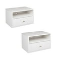 Prepac Hanging Nightstand with Open Shelf Cherry Engineered Wood-Set of ...