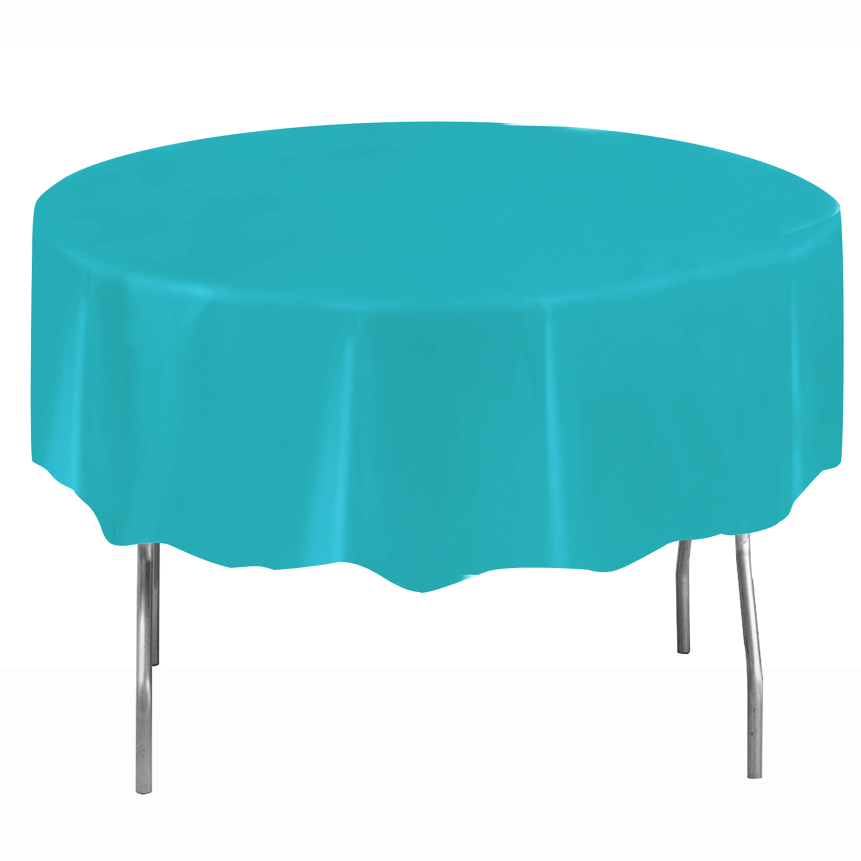 Round Plastic Terrific Teal Table Cover, 84" - Walmart.com - Walmart.com
