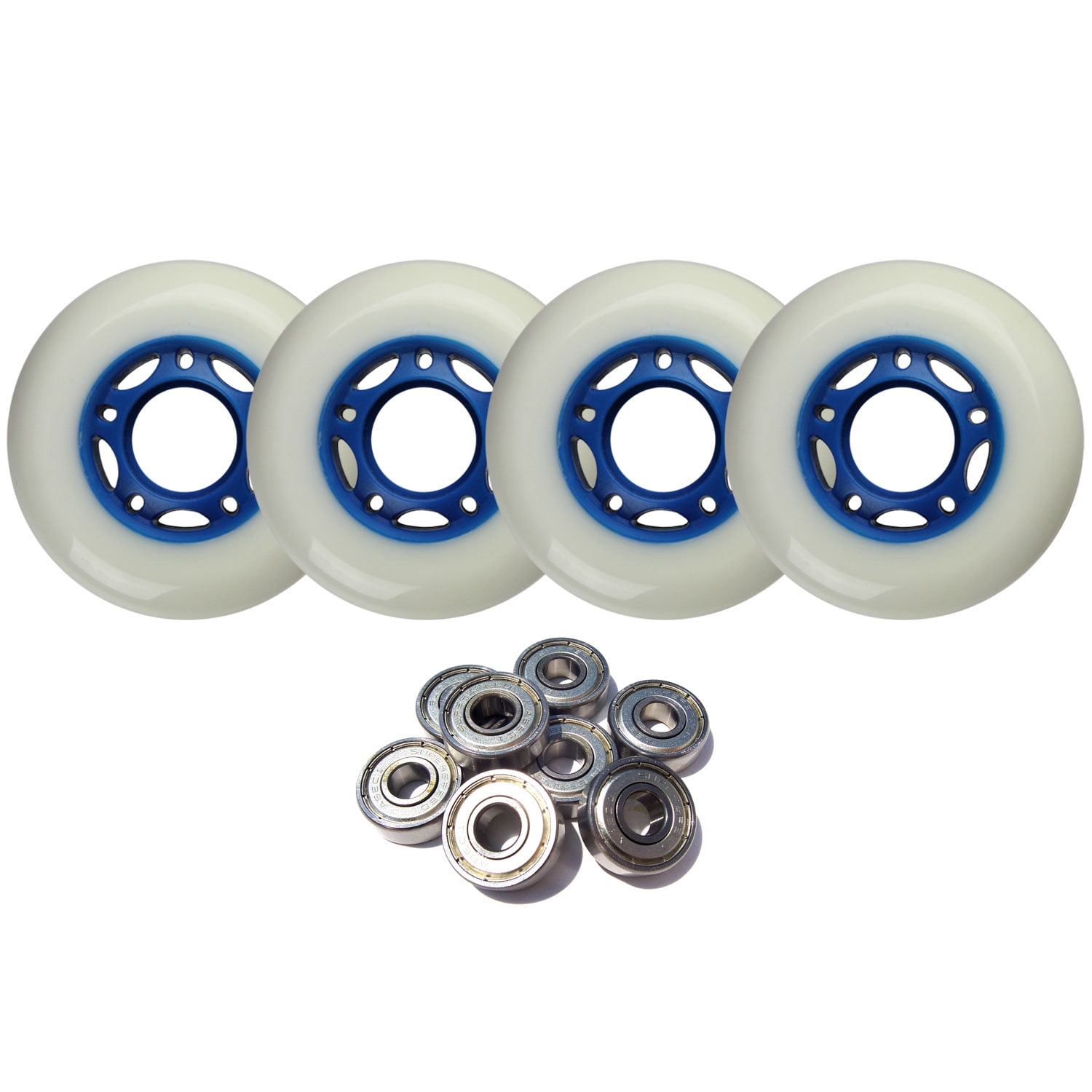 Pro Stock Inline Skate Hockey Wheels 68MM 82A 4-Pk ABEC 5 BEARINGS TEAL ...