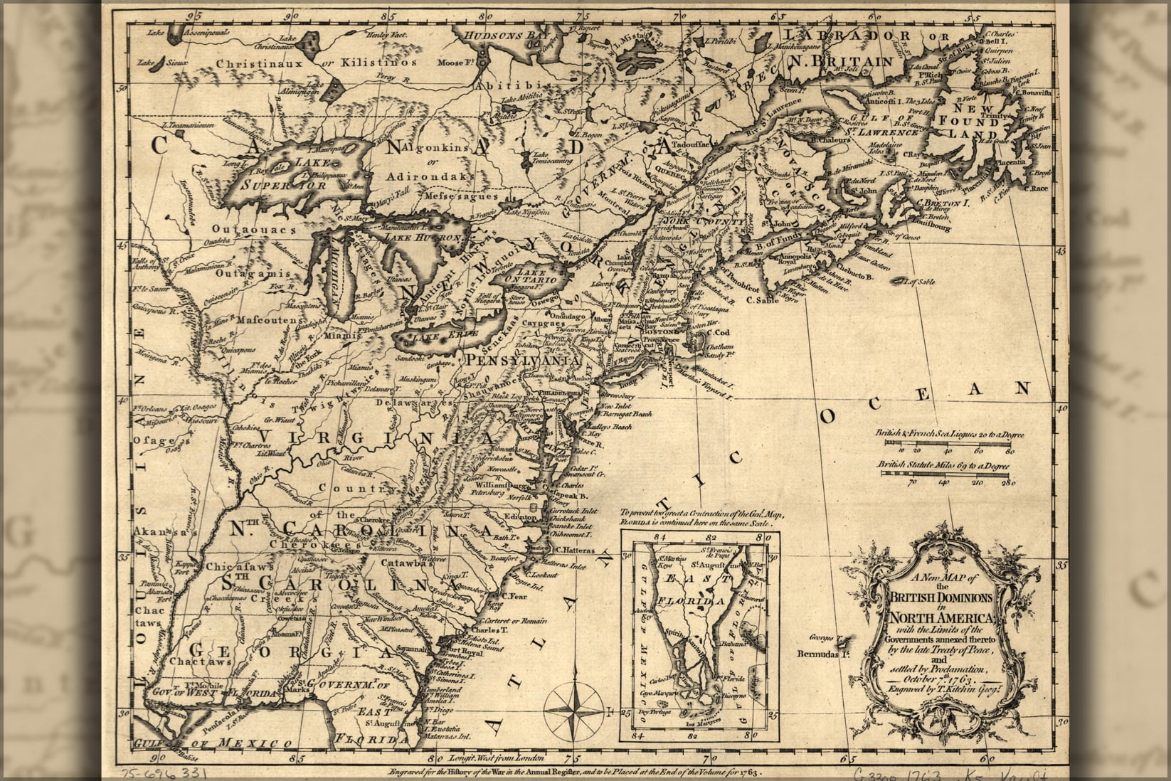 24"x36" Gallery Poster, map of British america pre united states 1763 ...