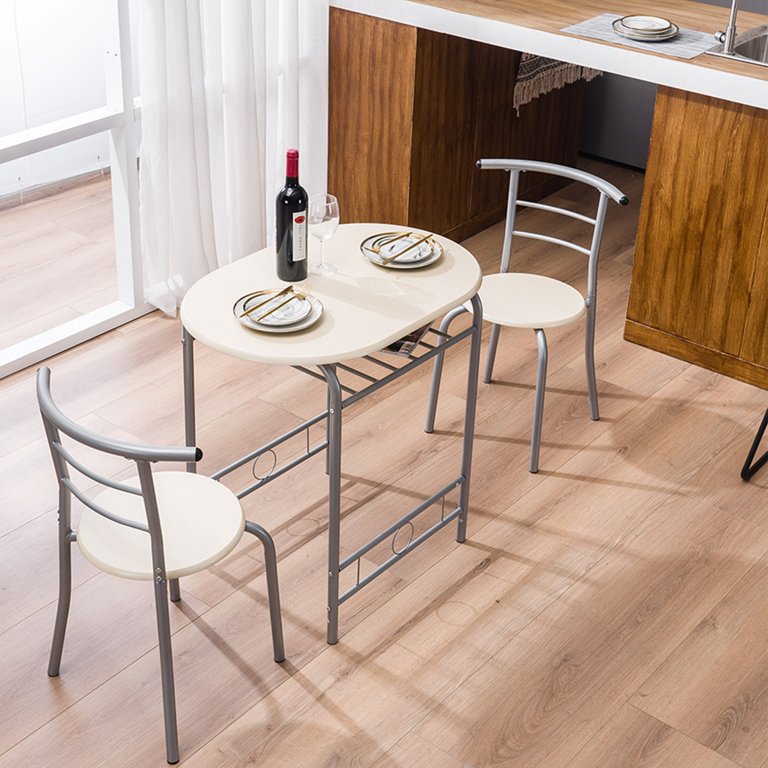 SESSLIFE Dining Table Set for 2 Modern Kitchen Table and Chairs Set P2 Board Iron Compartment 1 Table 2 Chairs Dining Table and Chair Set for Living