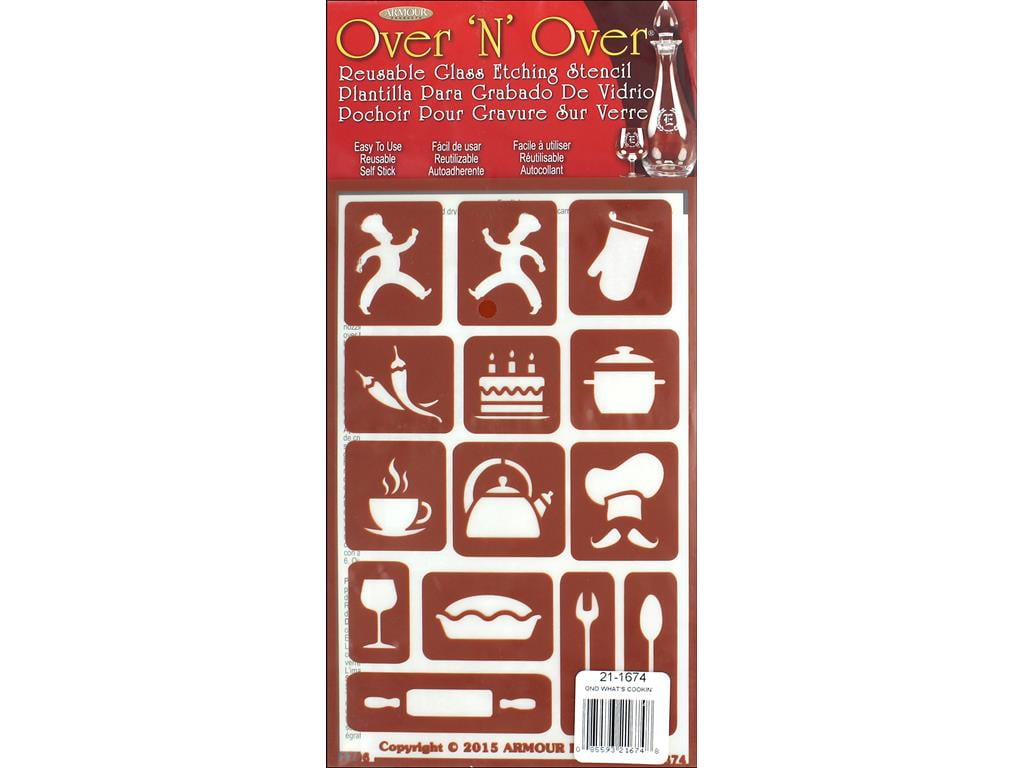 Over 'N' Over Reusable Stencils 5"X8"-What's Cooking - Walmart.com