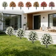 COM1950s Artificial Flowers Ground Stake, Outdoor Faux Rose Bush Spring ...
