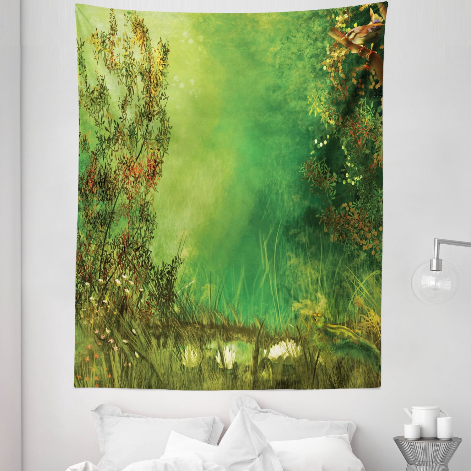 Rainforest Tapestry, Mystic Dreamland Butterflies Land Grass Flowers ...