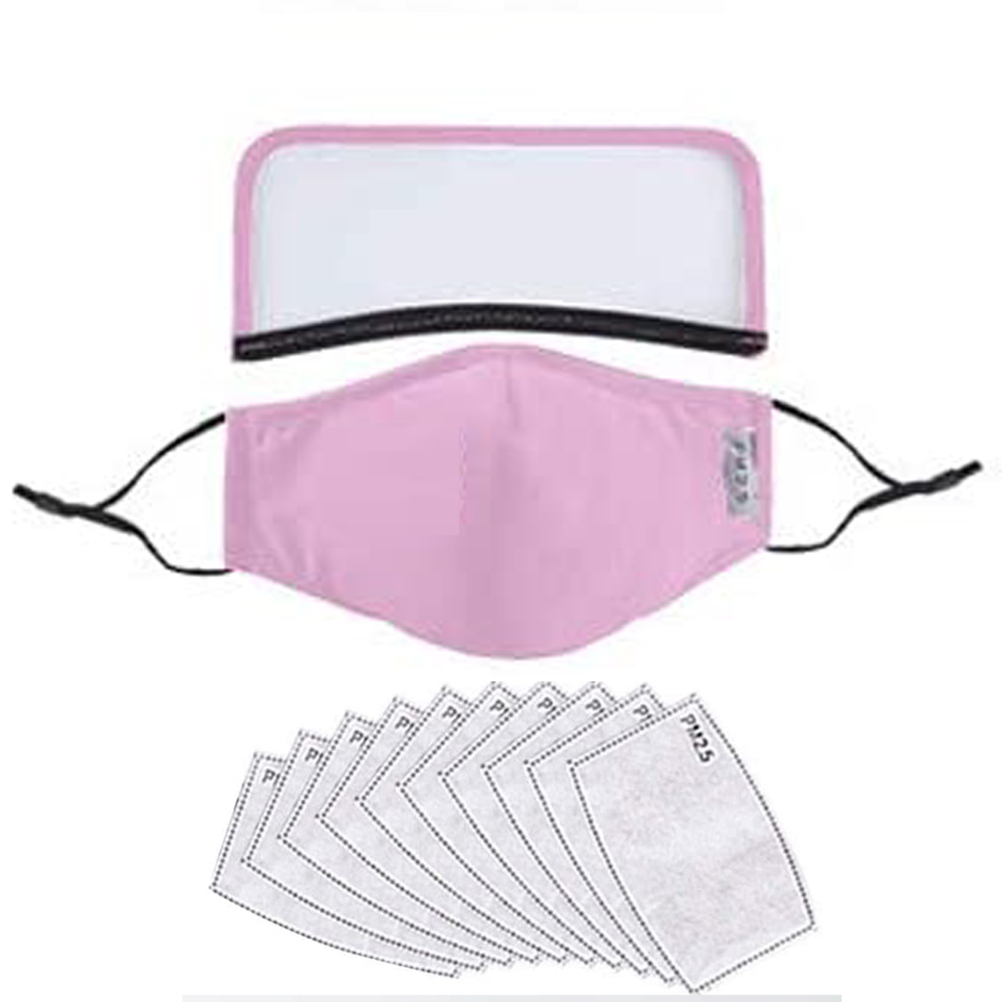 Adult Size Cotton Face Mask Covers with Detachable Face Shield, Wire ...