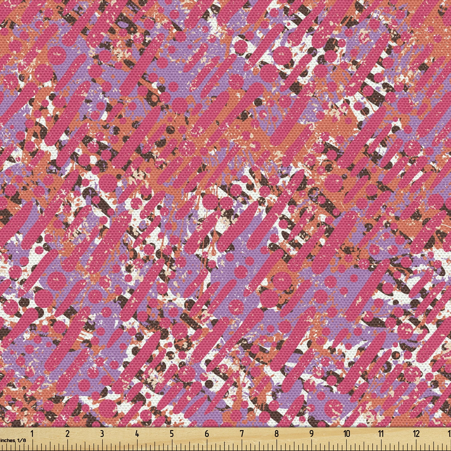 Paint Fabric by the Yard, Funky Overlapping Diagonal Lines Paintbrush ...