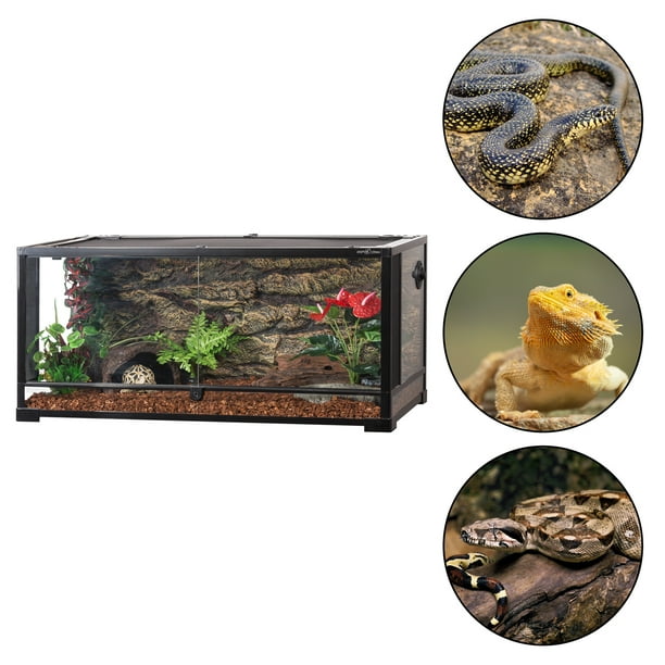 REPTI ZOO Terrario de Vidrio para Reptiles Grandes, Doble puerta ...