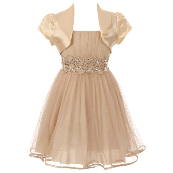 Dreamer P - Little Girls Dress Set 2 PCS Jacket Rhinestones Glitter ...