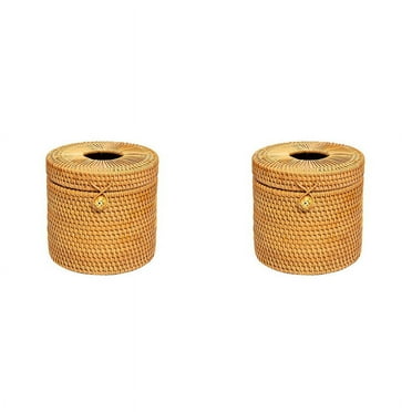 Rattan Tissue Box Toilet Paper Cover Wicker Decorative Holders with Lid ...