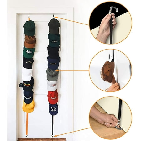 Hat Organizer For Baseball Caps Rack Over The Door Hat Storage 16 Hook ...