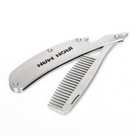 Foldable Stainless Steel Beard Comb Portable Travel Beard Shaping Brush ...