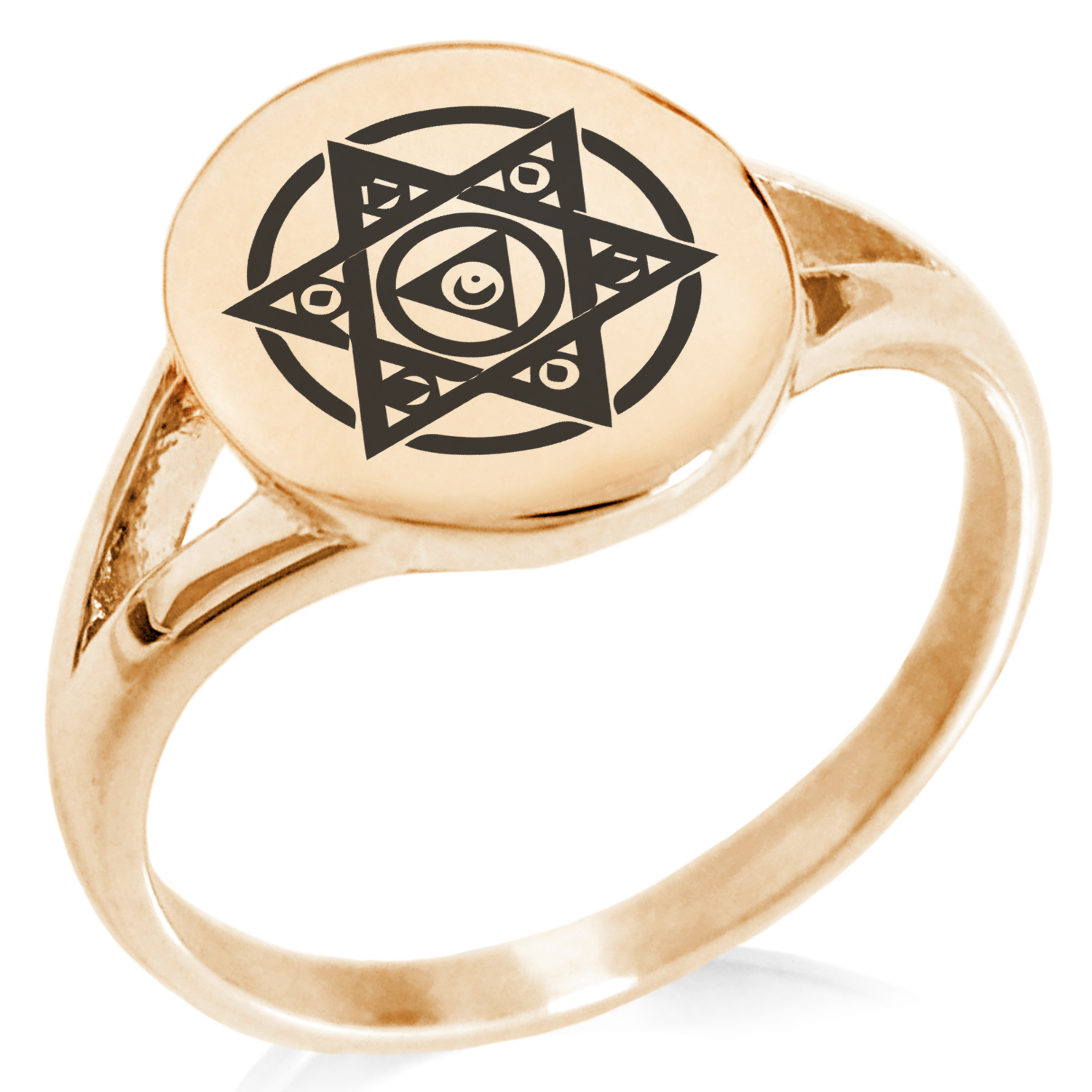 Stainless Steel Arcanism Magic Rune Minimalist Oval Top Polished ...