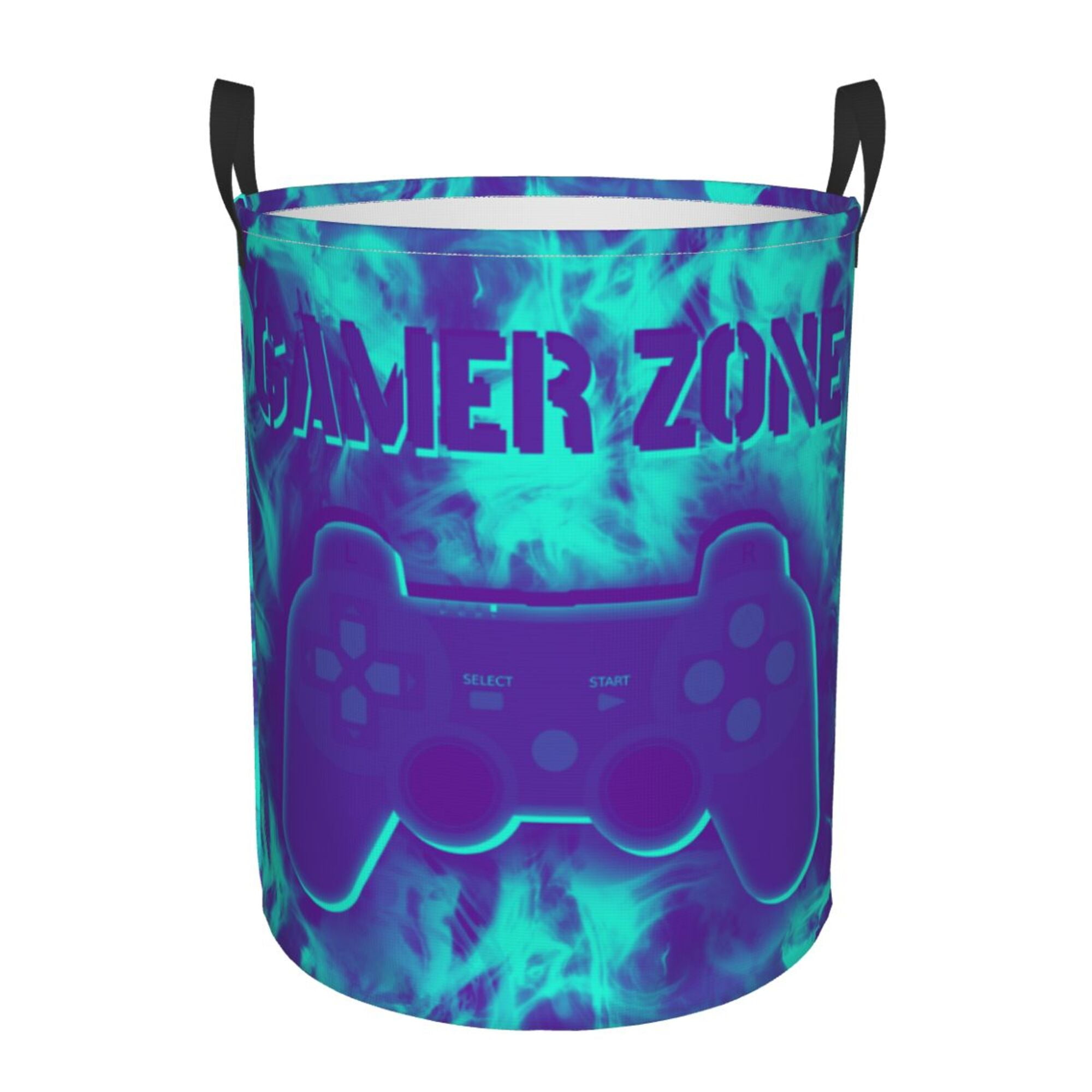 TEQUAN Waterproof Laundry Hampers, Blue Gamer Zone Games Area Pattern ...