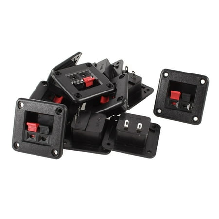 Black Red 2 Position 2 Terminals Square Cup Spring Clip Speaker ...