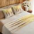 Bed Runner for Cal King Size Bed, Abstract Gold 3 Pcs Bedding Runner ...