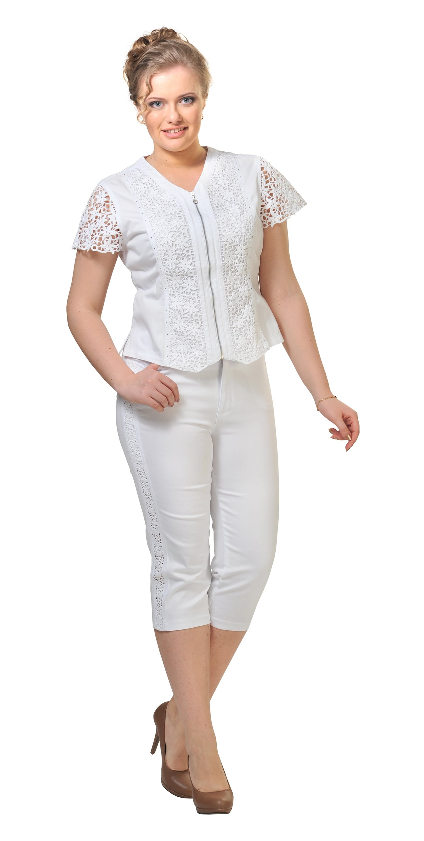 LAFEI NIER (JENSEL) Short Sleeve Zipped Denim jeans blouse - Walmart.com
