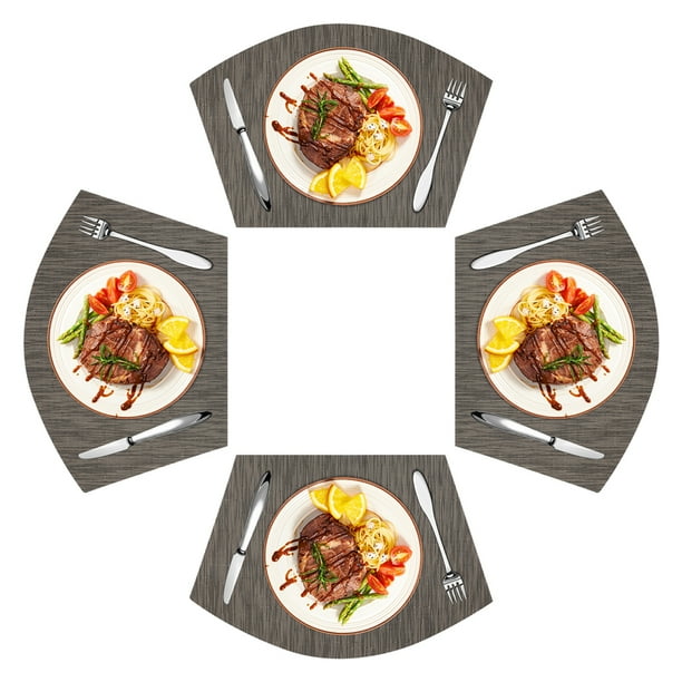 Wedge Placemats for Round Dinner Table Woven Vinyl Non Slip Plastic ...