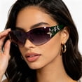 Trendy Star Decor Rimless Sunglasses, Shield-Style Sunglasses with ...