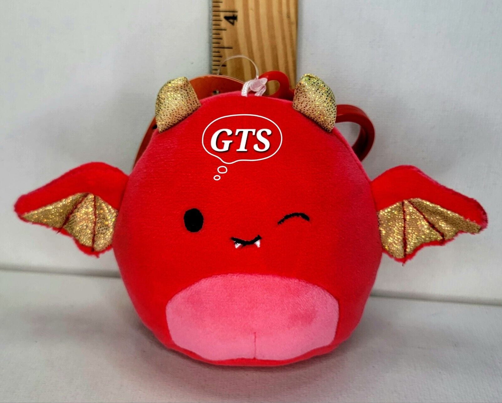 Squishmallow 3.5" Karlie Devil Red Vampire Bat Winged Halloween Clip ...