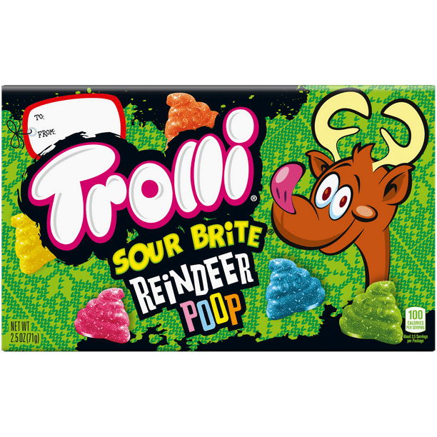 Trolli Sour Brite Gummy Reindeer Poop Candy, Holiday, 2.5oz - Walmart.com