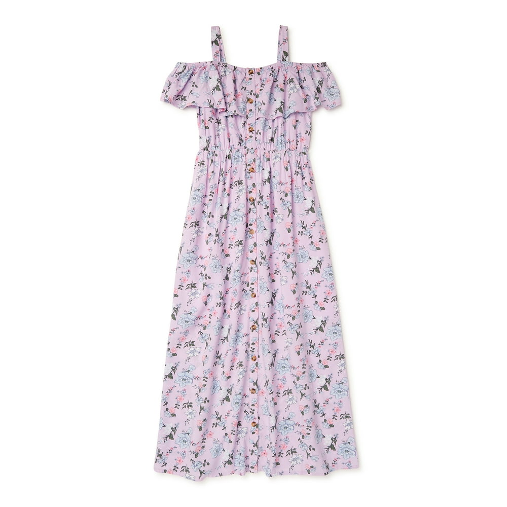 Justice - Justice Girls Sleeveless Floral Flounce Maxi Dress, Sizes 5 ...