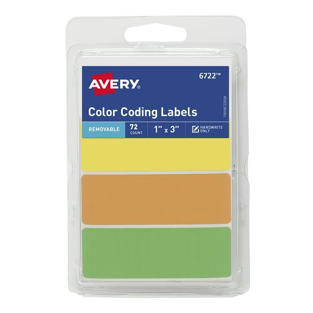 Avery Removable Labels, 1" x 3", Neon, 72 Total (6722) - Walmart.com