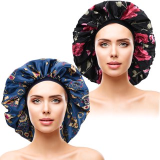 Qweryboo 2 Pcs Double Layer Waterproof Silk Bonnet, Adjustable Satin ...