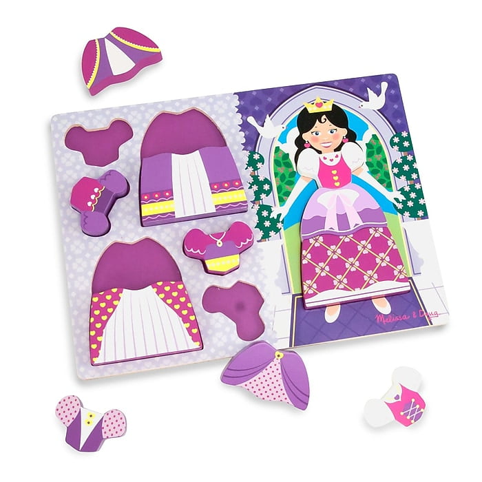 Melissa & Doug Princess Dress-Up Wooden Chunky Puzzle (11 pcs ...