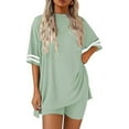 2 Piece Sets for Women Summer Lounge Set Short Sleeve Loose Shirts ...