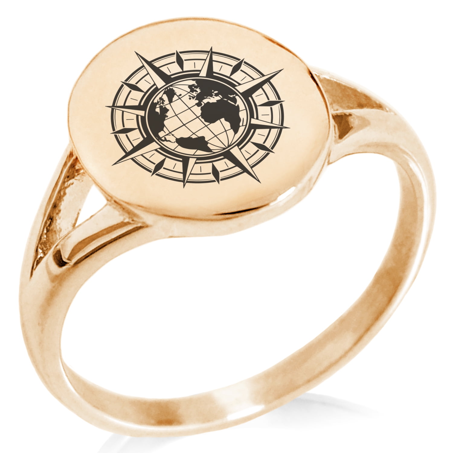 Stainless Steel Nautical Global Compass Minimalist Oval Top Polished ...