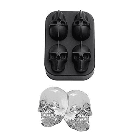 SHAR 3D skull design black silicone ice cube mold, for four large skull ...