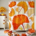 Bathroom Shower Curtain Country Ginkgo Retro Medieval Waterproof Shower ...