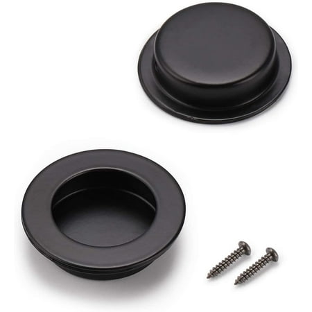2 Pack Black Circular Flush Door Pulls Recessed Sliding Door Handles ...