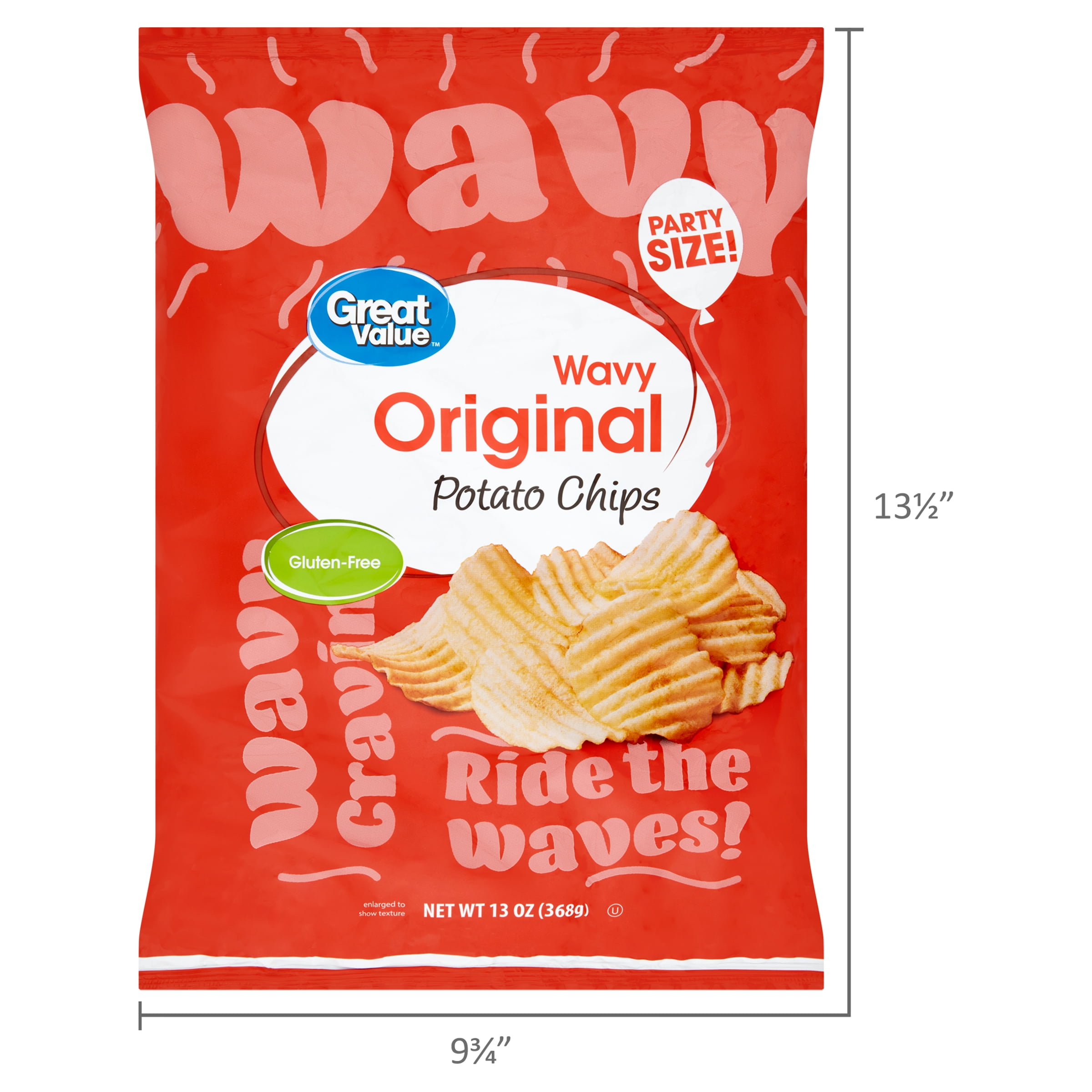 Great Value Party Size Original Wavy Potato Chips 13 Oz 47 Off