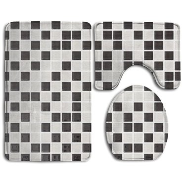 ABPHQTO White Buffalo Plaid 3 Piece Bathroom Rugs Set Bath Rug Contour ...