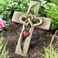 Giaone Carved Wood Cross Intertwined Hearts Wall Table Cross Ornaments ...
