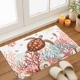 Brown Sea Turtles Door Mat Summer Ocean Marine Life Red Corals Shells ...