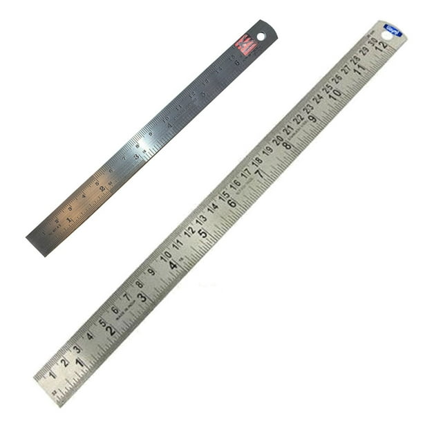 12” and 6” Ruler Set Stainless Steel Metal Straight Ruler Scale Double ...