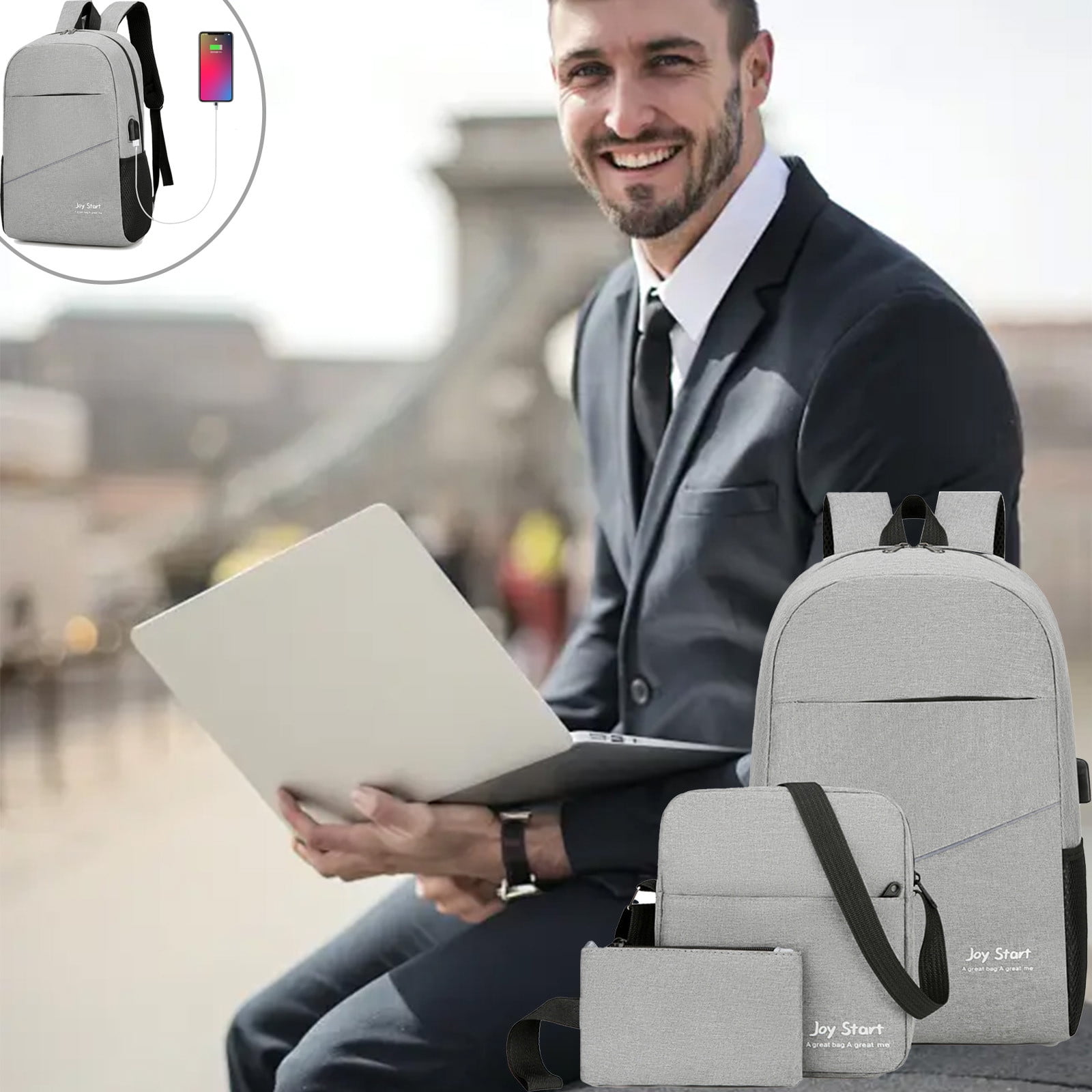 Three Piece Backpack Set For Boys With Large Capacity Wear-resistive ...