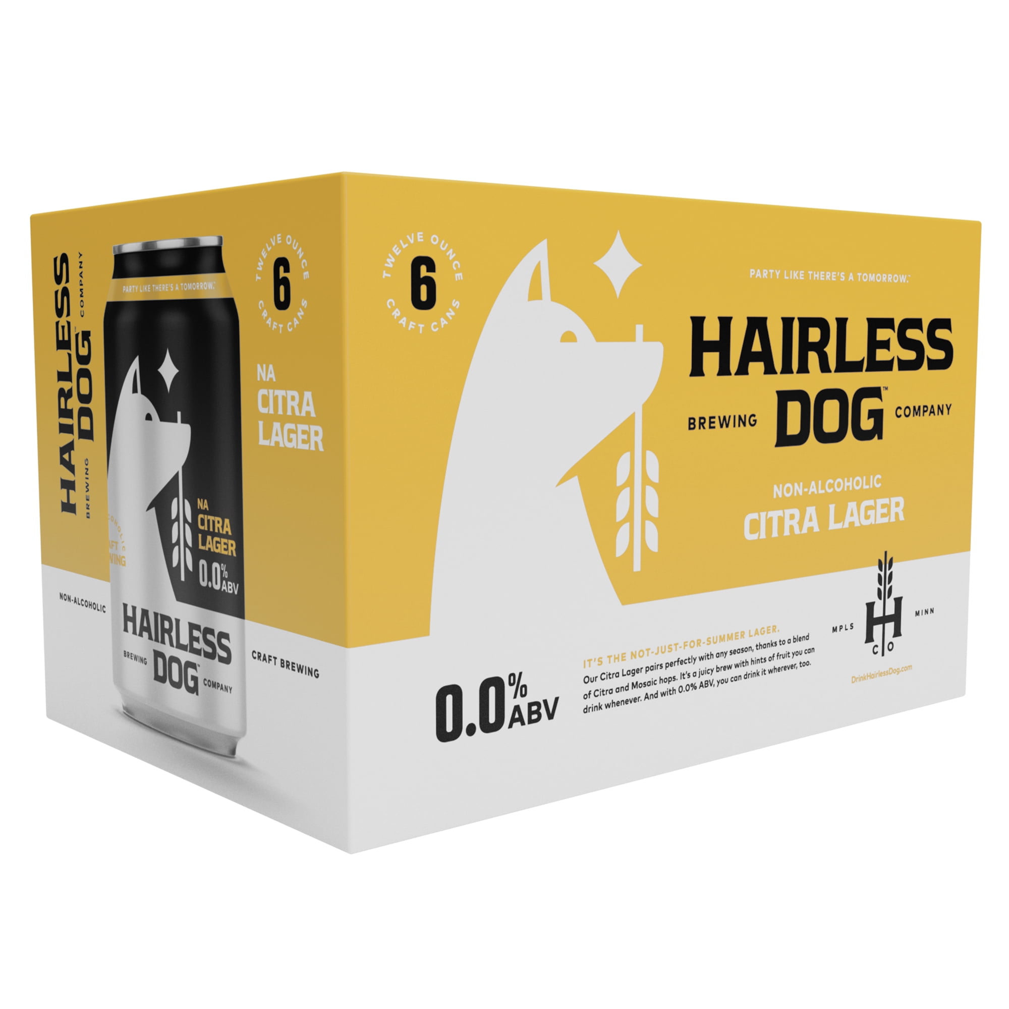 Hairless Dog Brewing Non-Alcoholic Citra Lager 6 pack - Walmart.com
