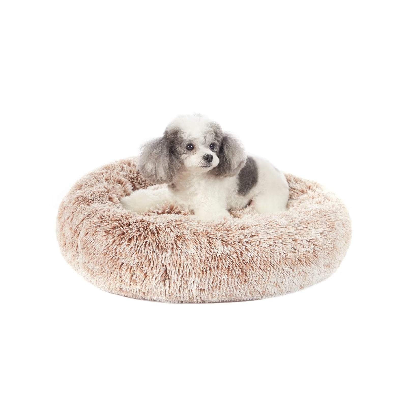Bedfolks Calming Donut Dog Cat Cuddler Bed, 23" Round Plush Pet Bed for ...
