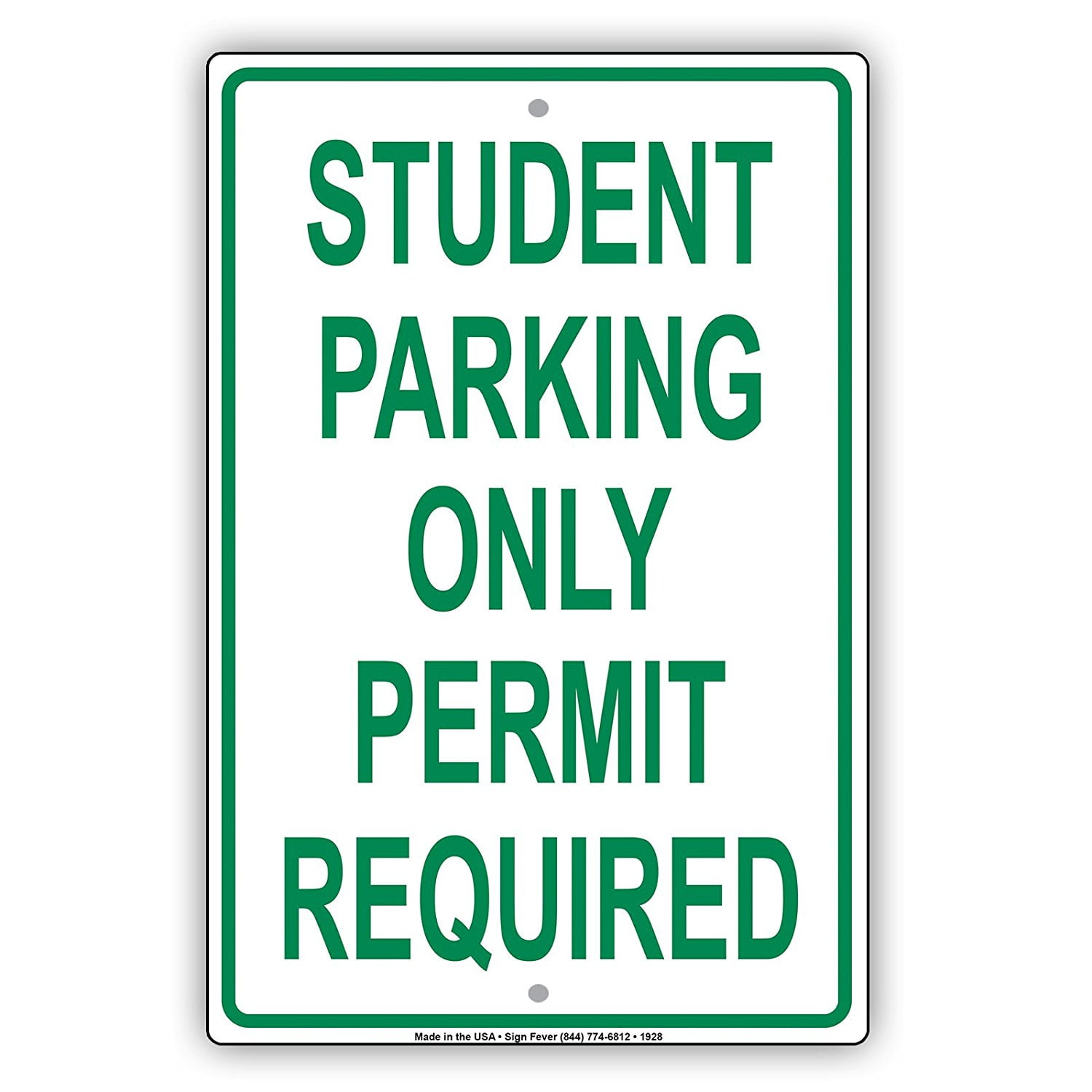 Student Parking Only Permit Required Restriction Alert Caution Warning ...