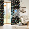 Excavator and Helicopter Black Pattern Blackout Curtains,Triple Weaved ...