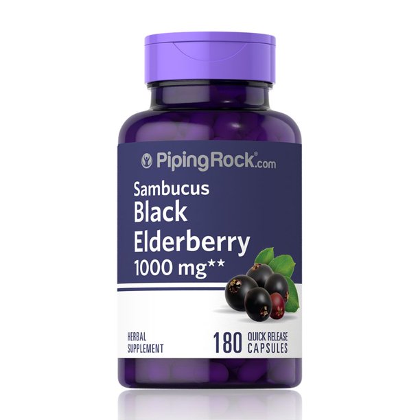 Sambucus Elderberry 1000 mg | 180 Capsules | Herbal Extract Supplement ...