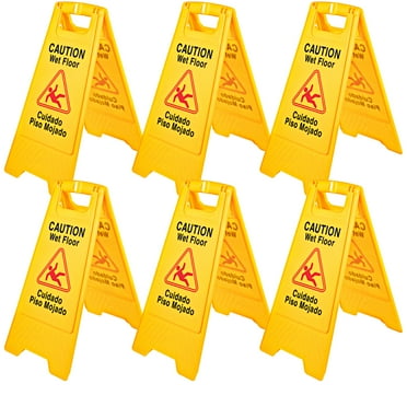 DIYMAG 5 Pack Caution Wet Floor Sign, Foldable Sturdy Bilingual Double ...