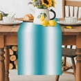 Burlap Table Runner 60 Inches Long, Minimalist Teal Ombre Stripe ...