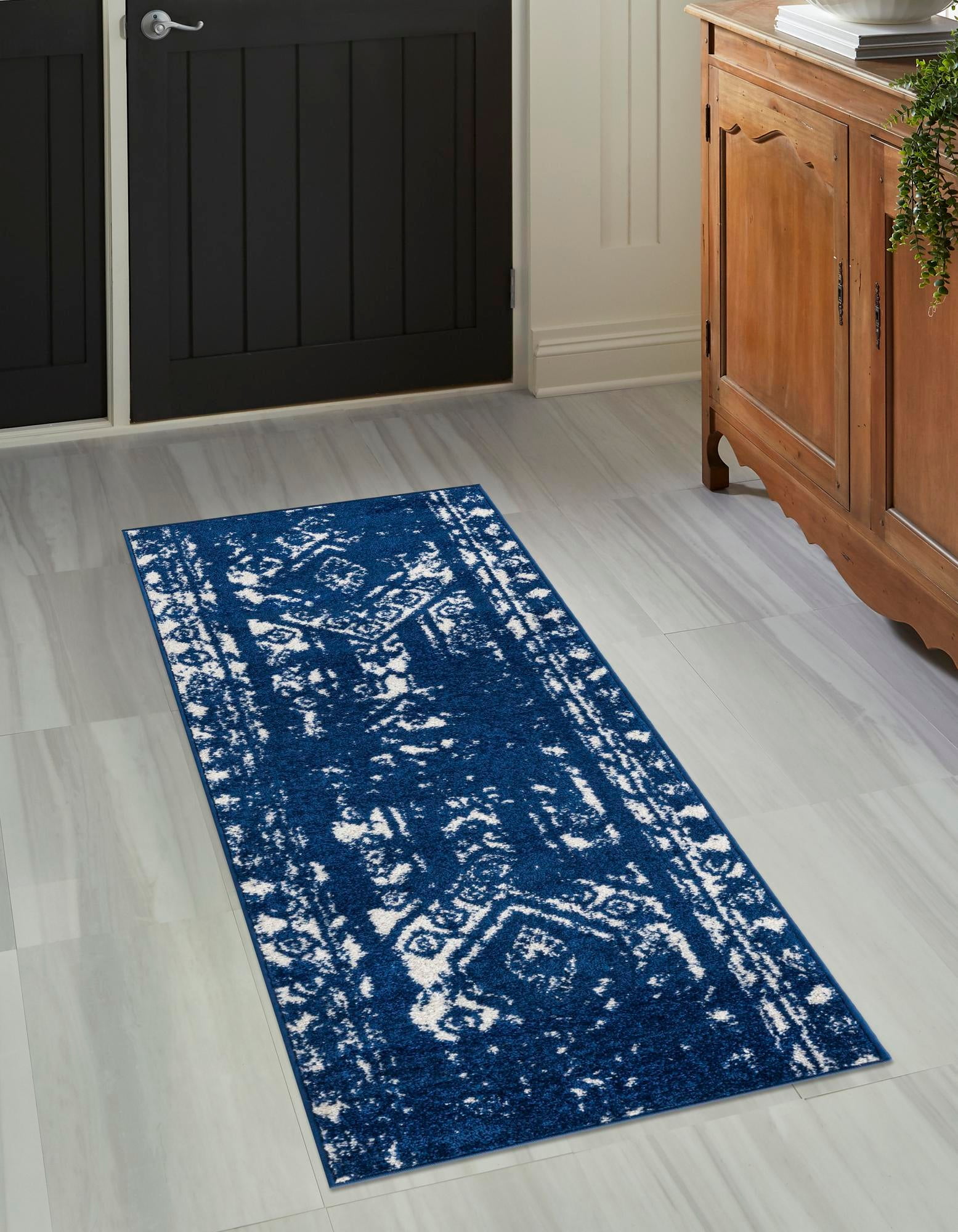 Rugs.com Lennon Collection Rug – 14 Ft Runner Navy Blue Medium Rug ...
